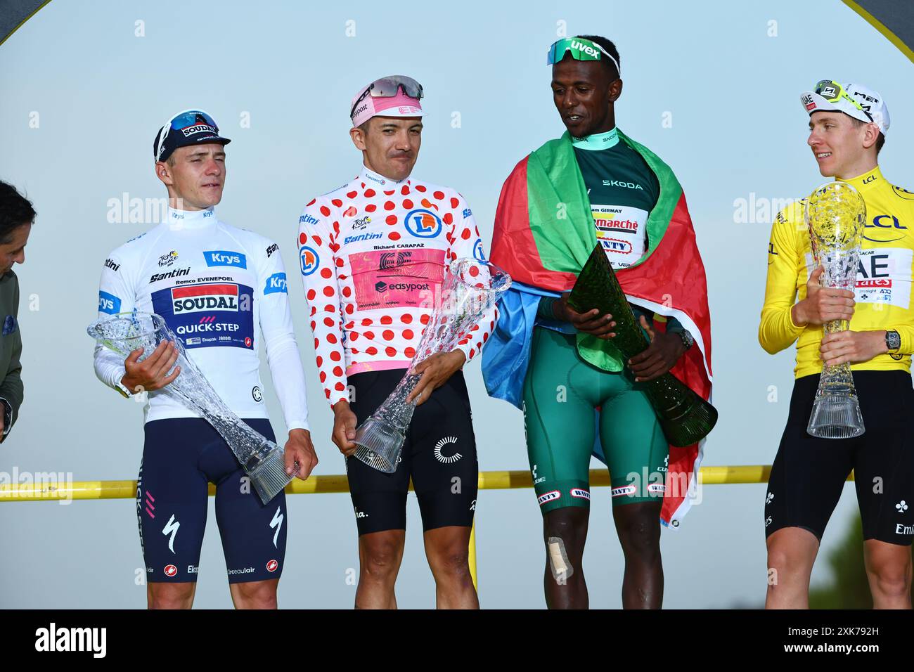 Nice, France. 21st July, 2024. Belgian Remco Evenepoel of Soudal Quick ...
