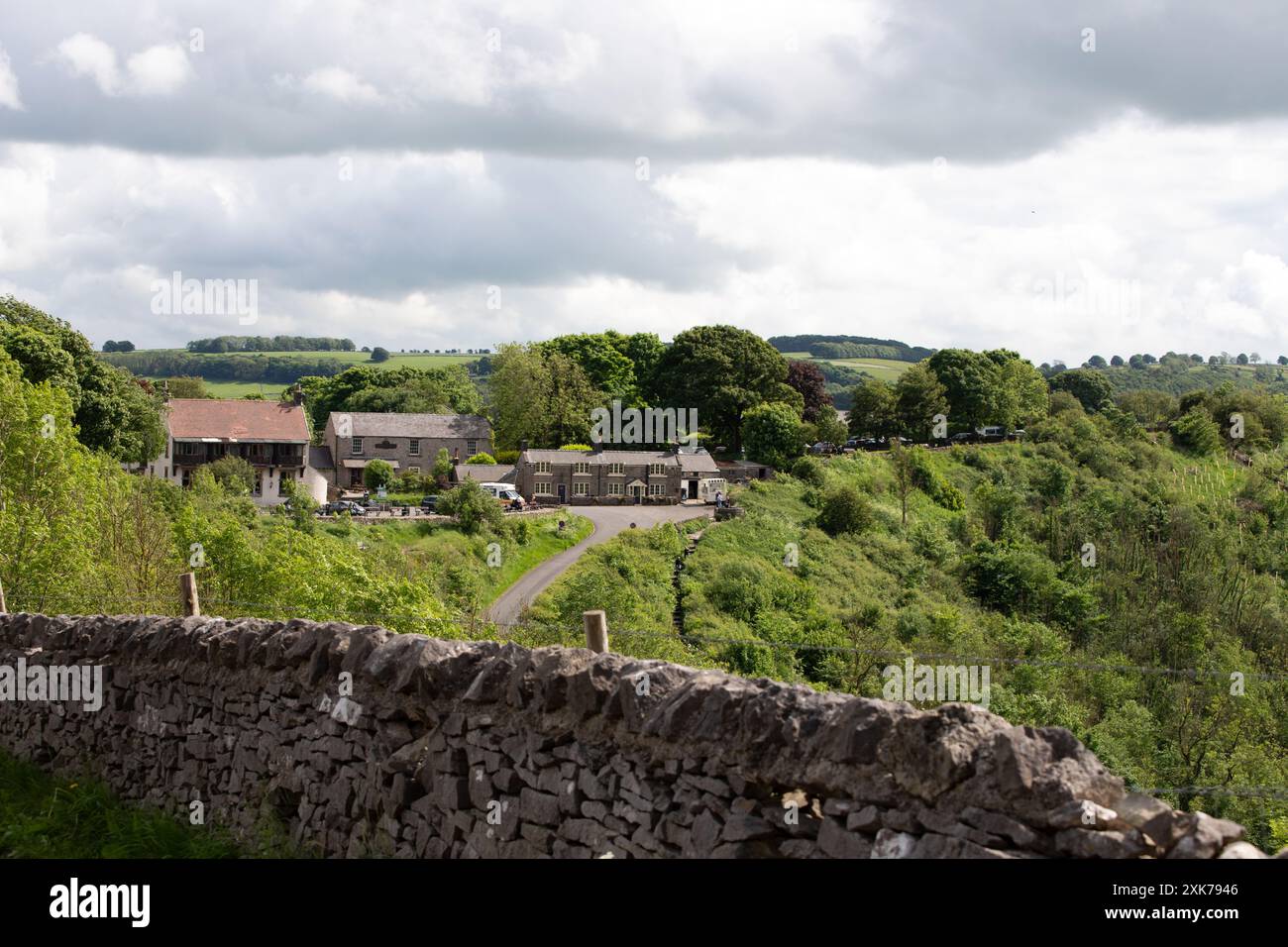 Monsal Dale valley, Derbyshire, England, in the White Peak limestone ...