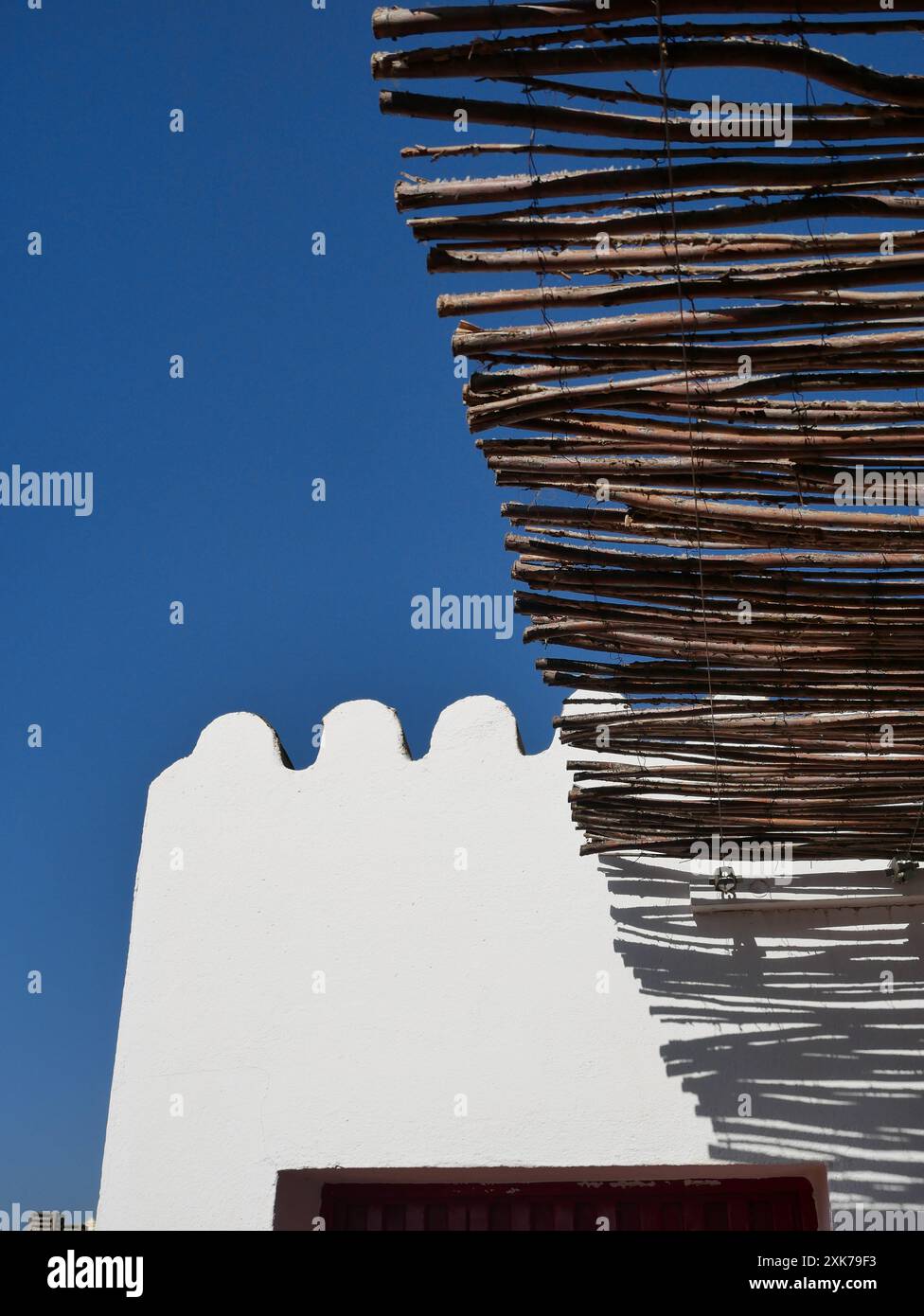 Spanish summer blue sky from a roof top solarium terrace Stock Photo ...