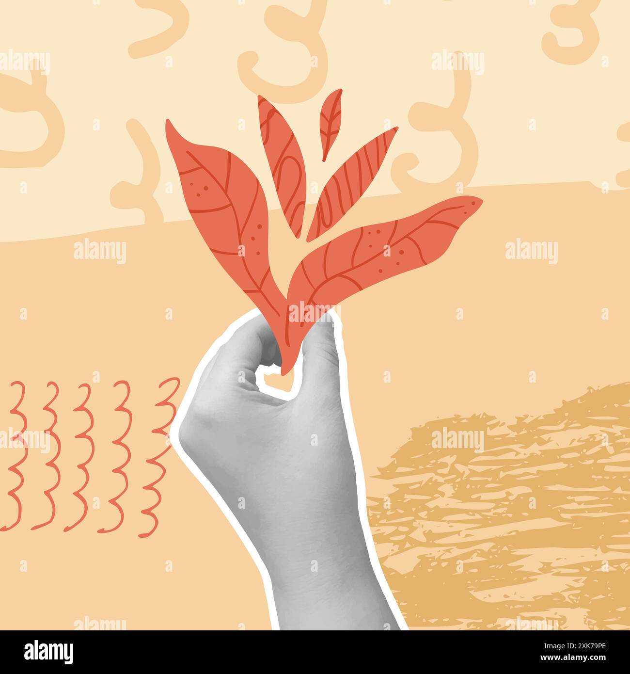 Autumn collage background. Hand holding fall leaves on abstract ...