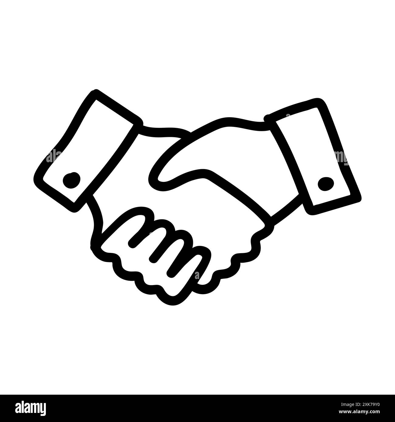 Doodle hand shake. Hand drawn gesture symbol. Line art style graphic ...