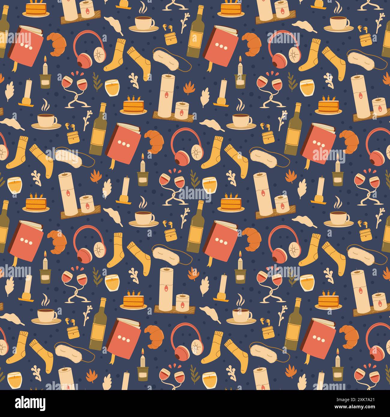 Slowcation seamless pattern. Cozy home rest and vacation endless ...