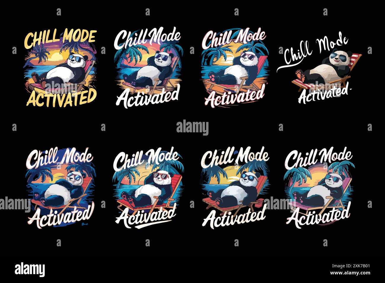 Chill mode activated panda T-Shirt designs set Stock Vector Image & Art ...