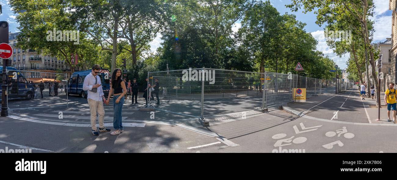 Paris, France - 07 20 2024: Olympic Games Paris 2024. View of street of ...