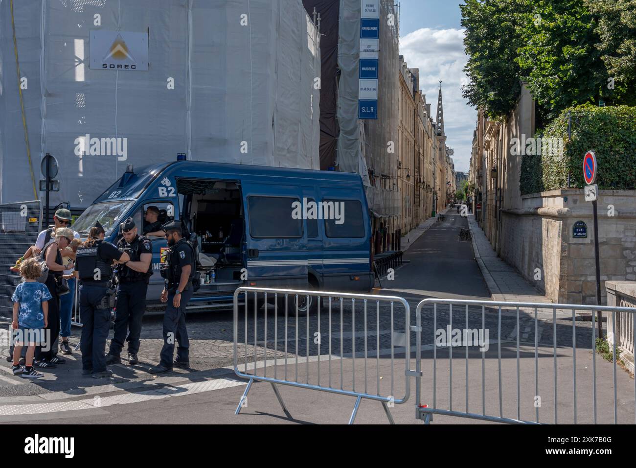 Paris, France - 07 20 2024: Olympic Games Paris 2024. View of street of ...