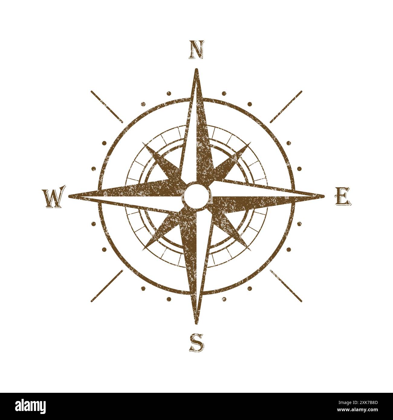 Vector Vintage Wind Rose Symbol, Compass Icon Closeup, Isolated Stock ...
