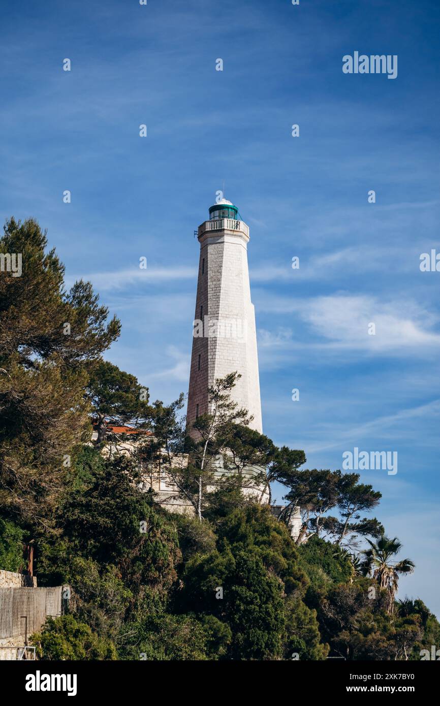 Lighthouse on the Saint Jean Cap Ferrat peninsula on the French Riviera ...