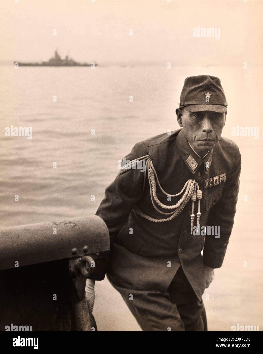 Member of Japanese delegation boarding USS Missouri during signing of ...