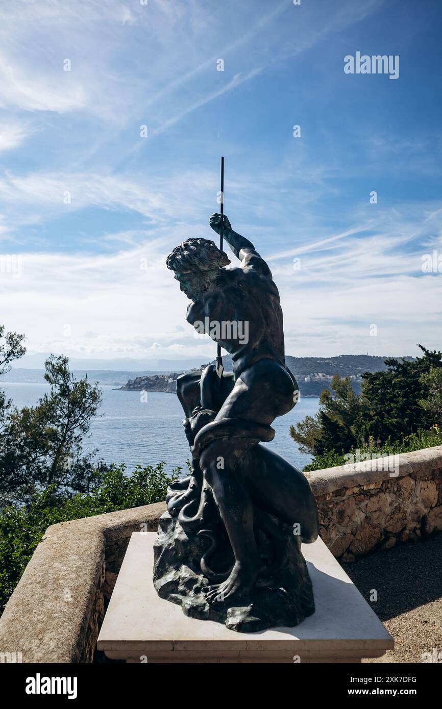 Saint Jean Cap Ferrat, France - May 19, 2024: Neptune statue on the ...