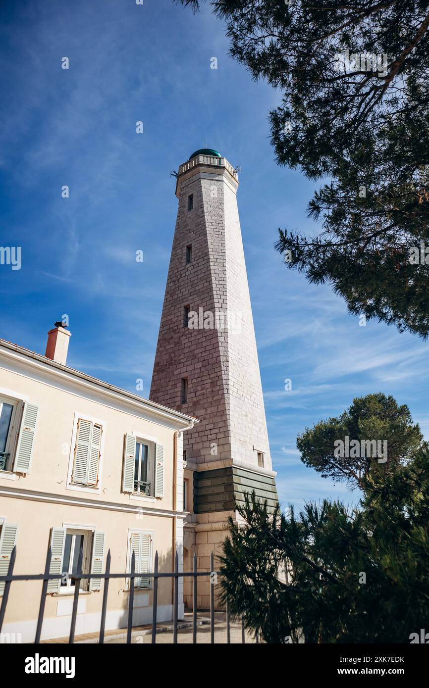 Lighthouse on the Saint Jean Cap Ferrat peninsula on the French Riviera ...