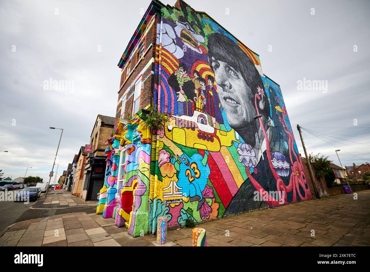 Ringo Starr's Childhood Home (pink) 10 Admiral Grove, Liverpool with a ...