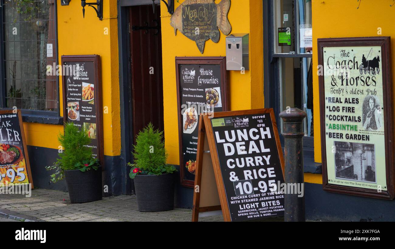 Tenby, Pembrokeshire, Wales - Jul 02 2024: The oldest pub in Tenby, a ...