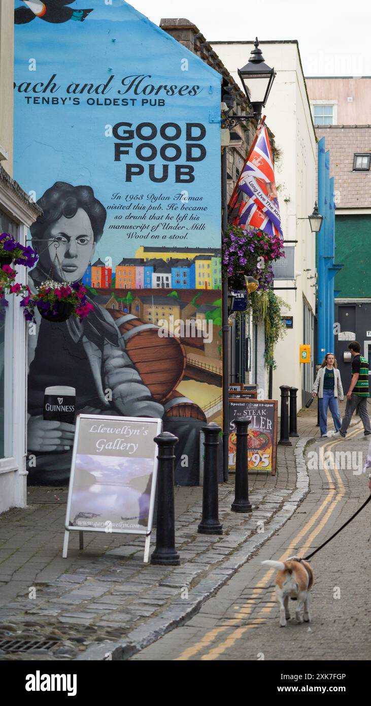 Tenby, Pembrokeshire, Wales - Jul 02 2024: The oldest pub in Tenby, a ...