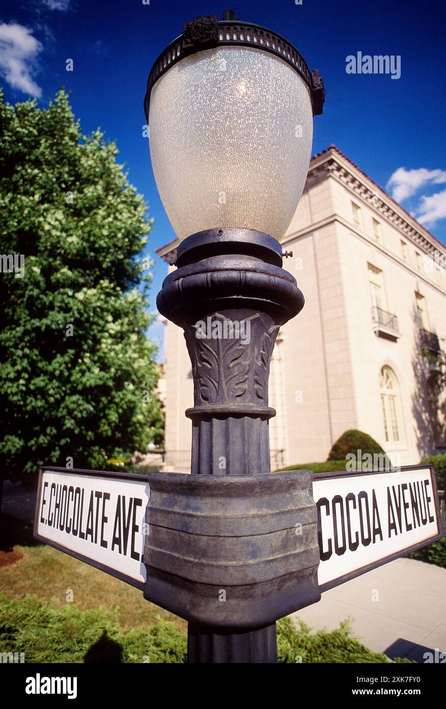 Chocolate & Coca Avenue street signs; Hershey; Pennsylvania; USA Stock ...