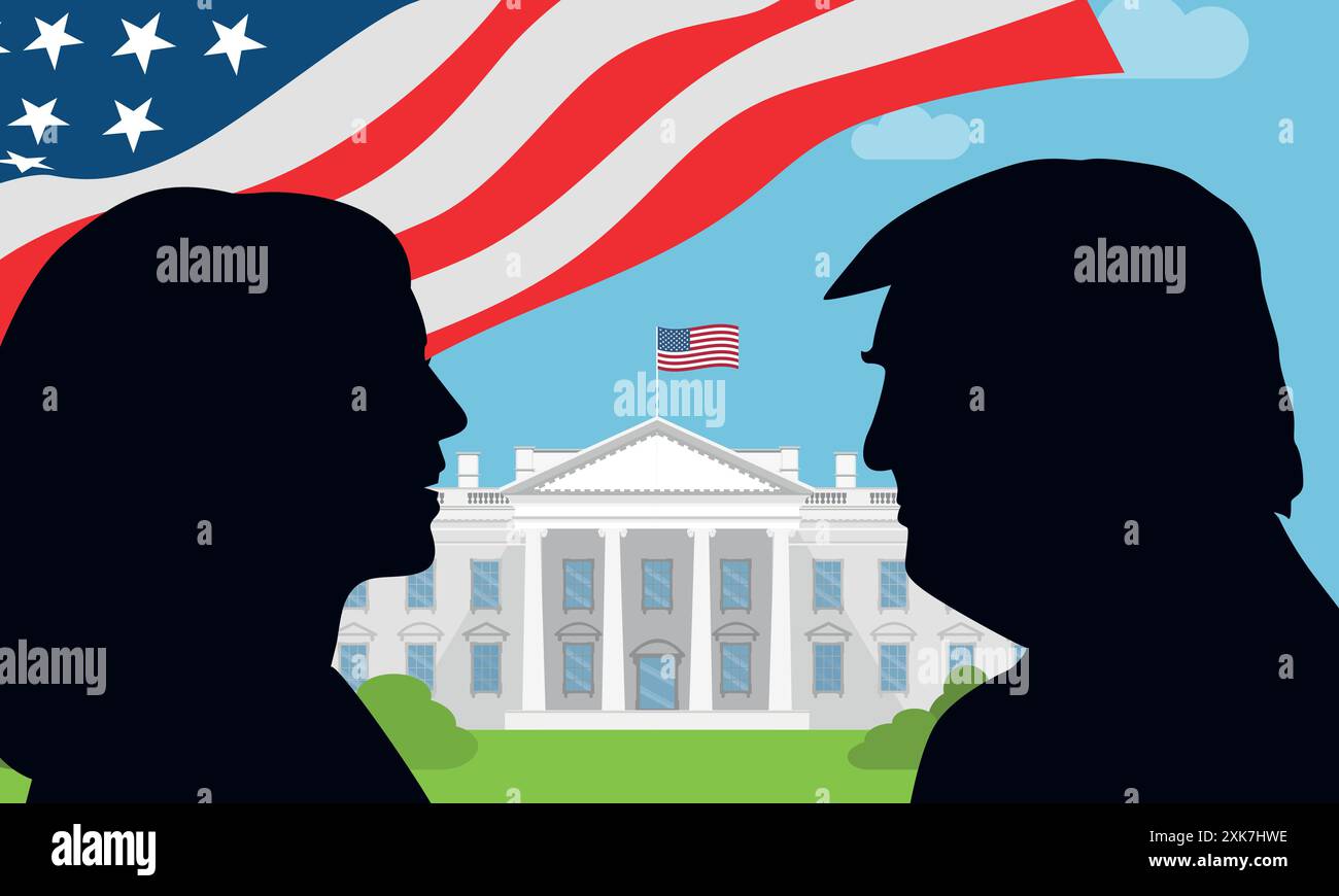 July 21, 2024 - Character Illustration of Kamala Harris facing off ...