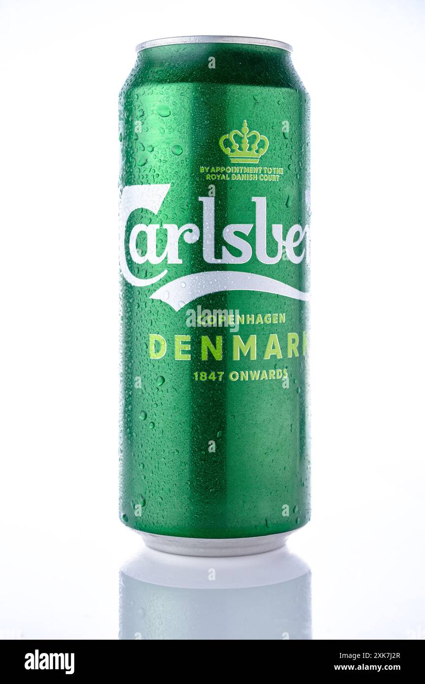 Gaziveren, Cyprus -07.21.2024 Carlsberg original lager beer from ...