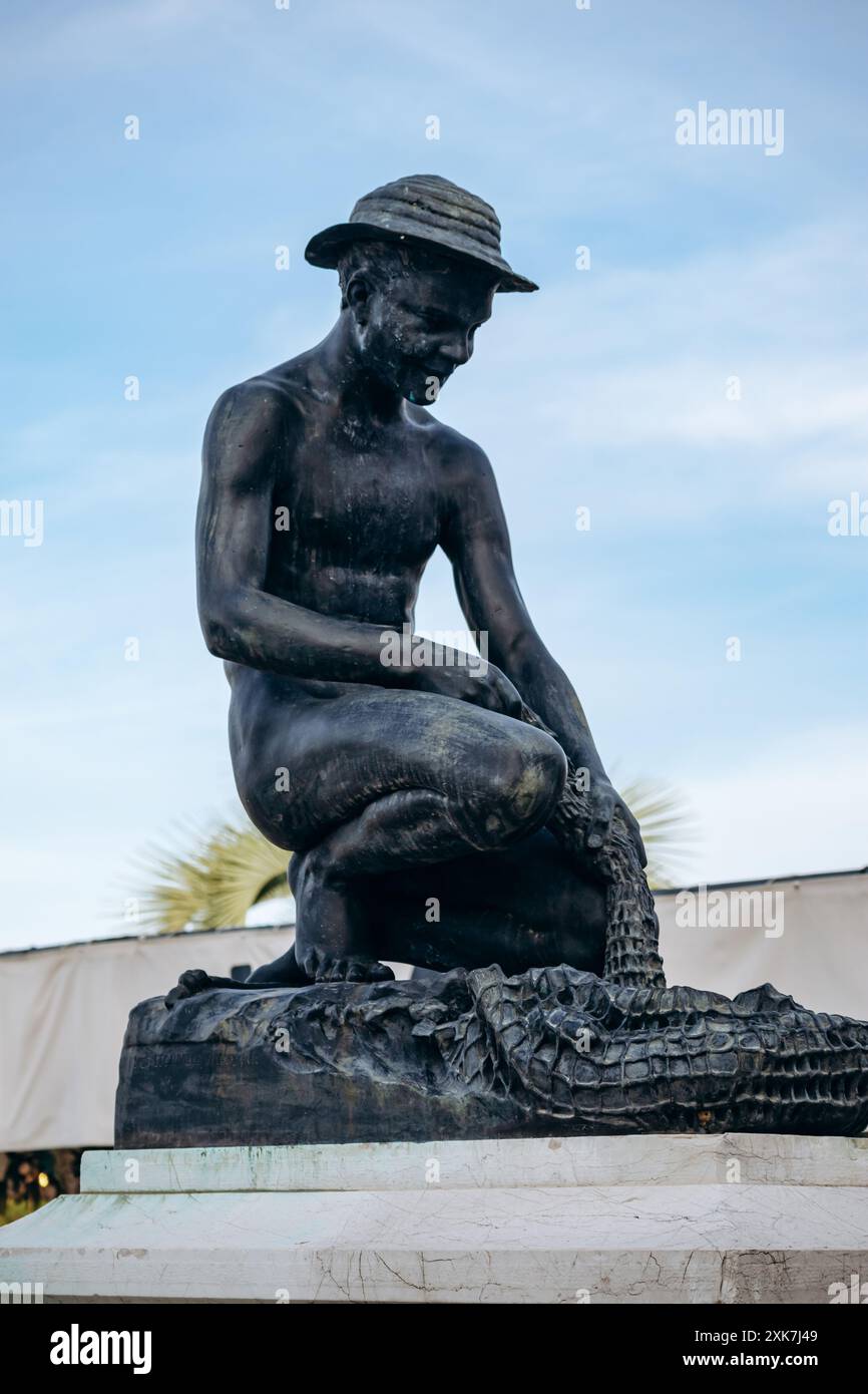 Saint Jean Cap Ferrat, France - May 19, 2024: Sculpture "Fisherman with ...