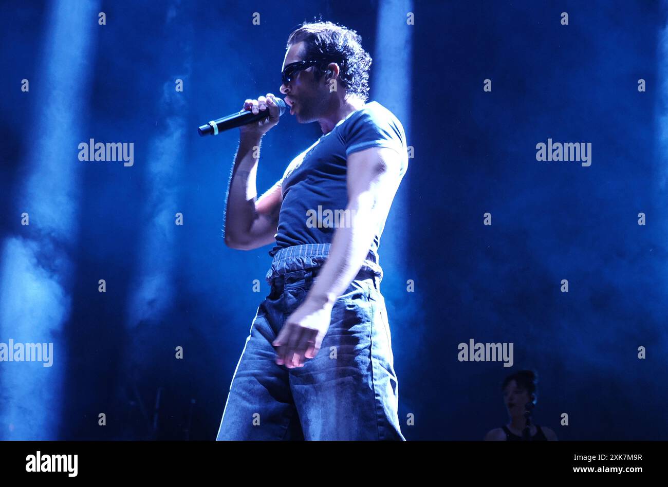 Italian-aegyptian singer Mahmood performing on stage during his summer ...