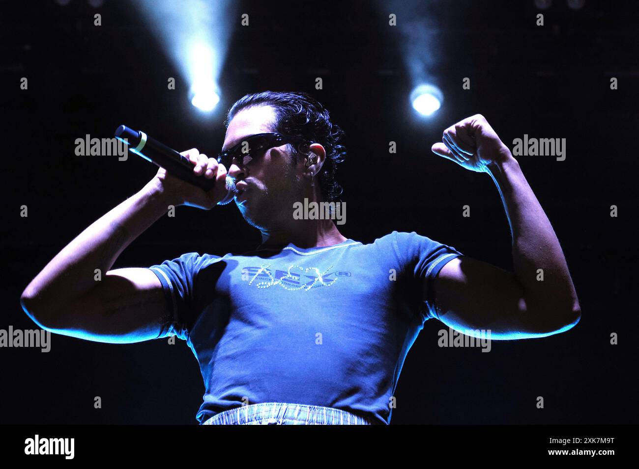 Italian-aegyptian singer Mahmood performing on stage during his summer ...