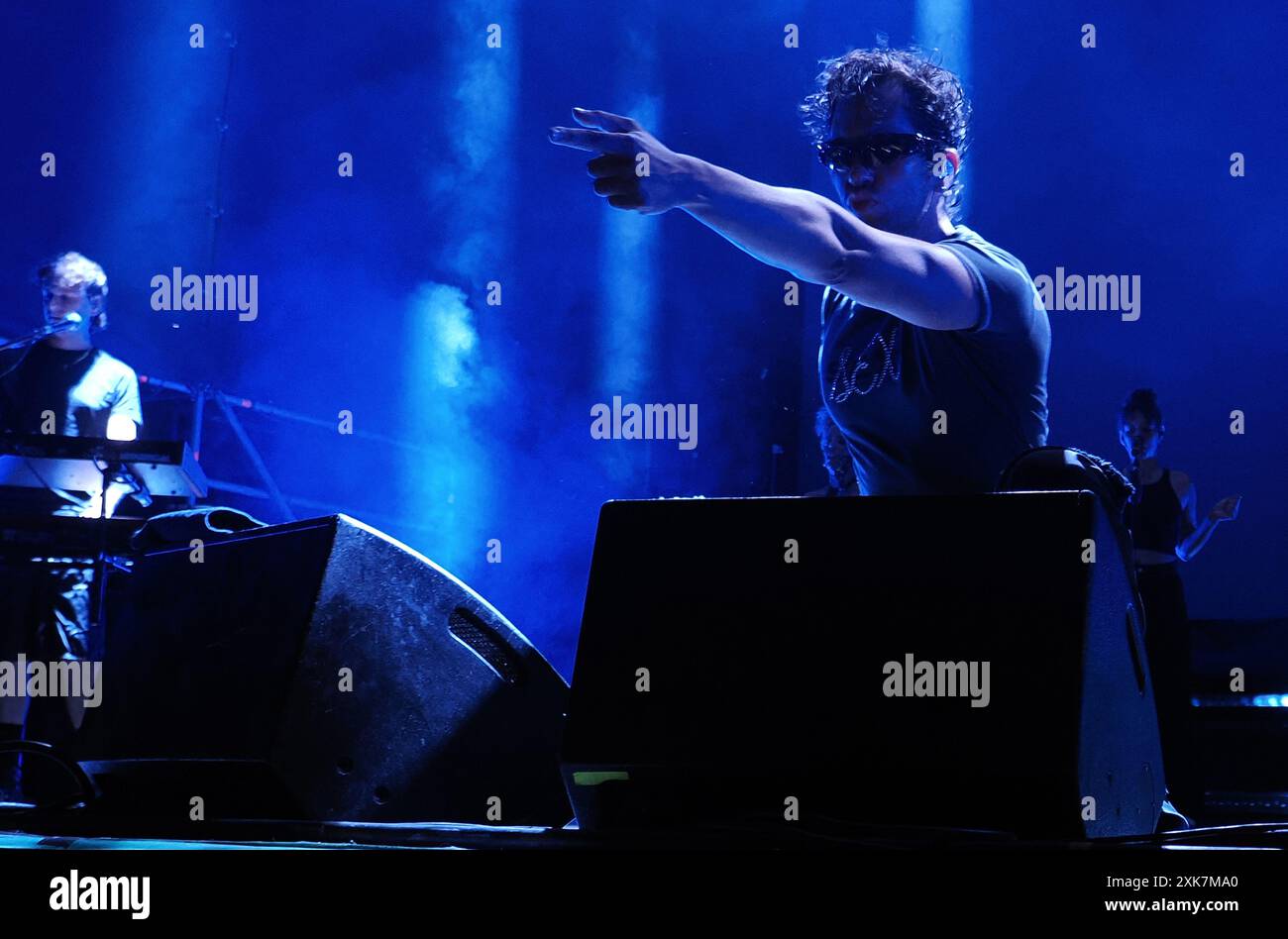 Italian-aegyptian singer Mahmood performing on stage during his summer ...