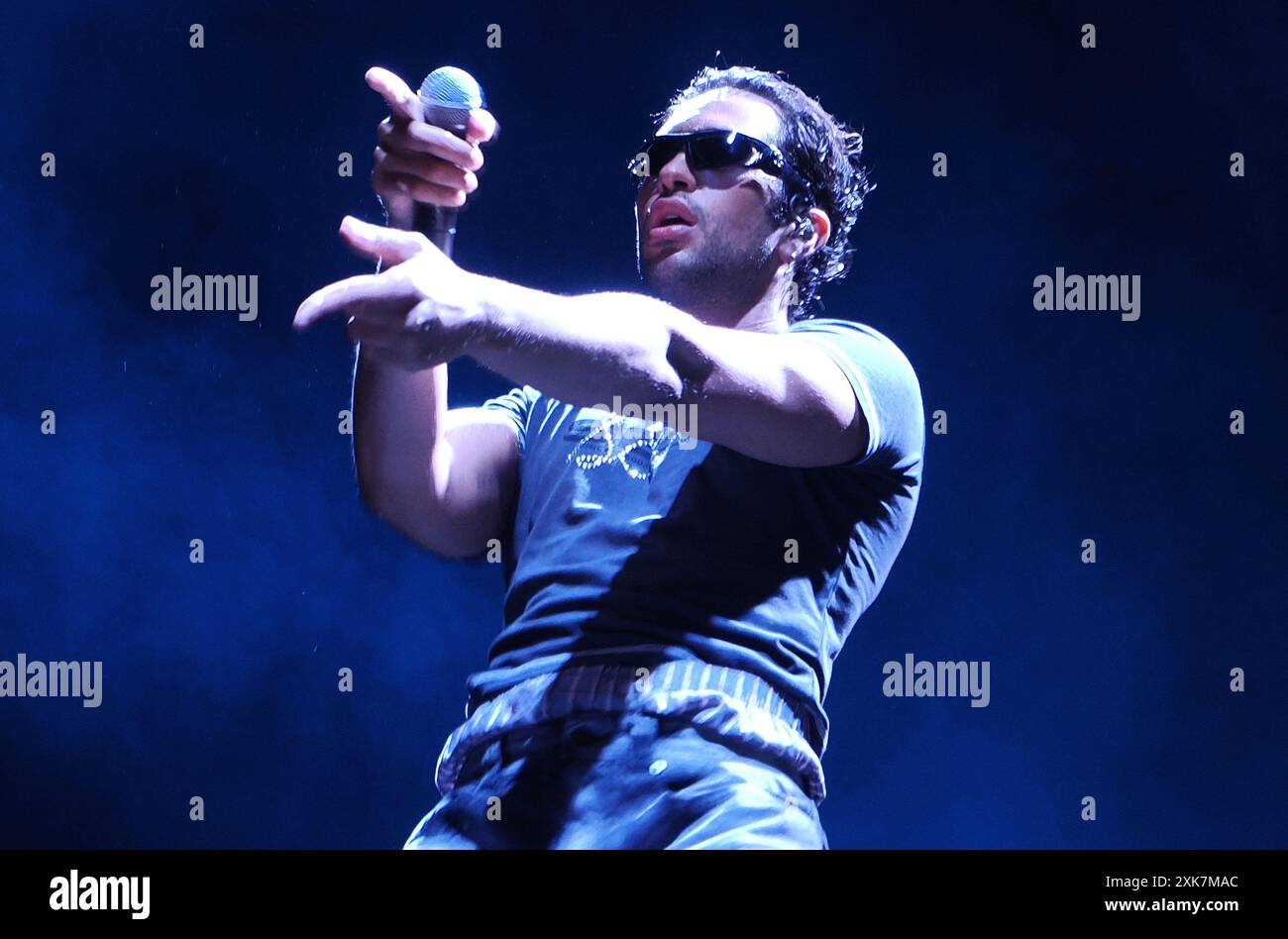 Italian-aegyptian singer Mahmood performing on stage during his summer ...