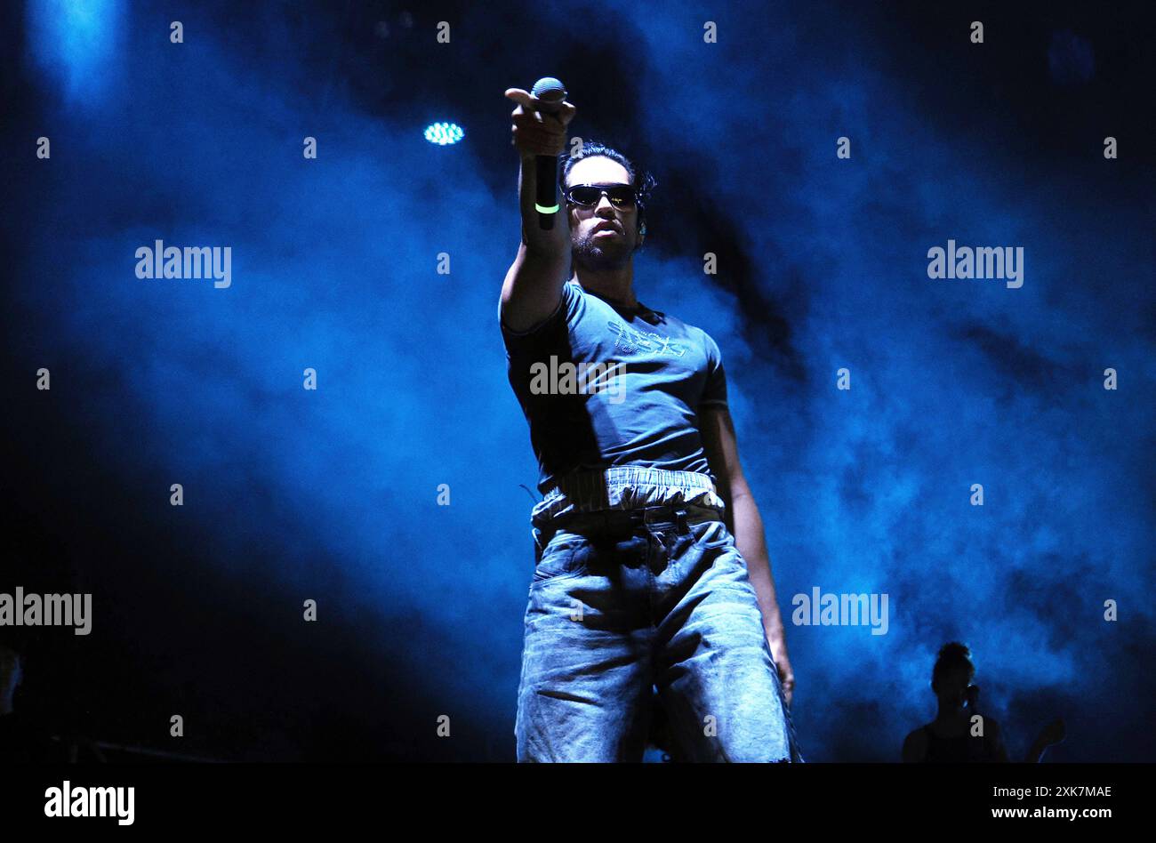 Italian-aegyptian singer Mahmood performing on stage during his summer ...