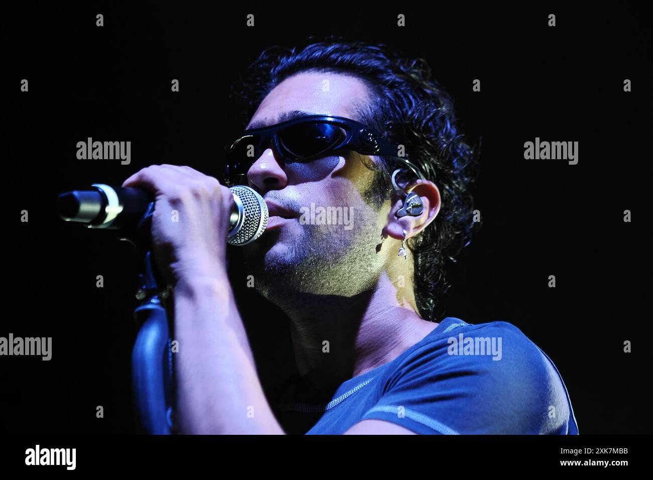 Italian-aegyptian singer Mahmood performing on stage during his summer ...