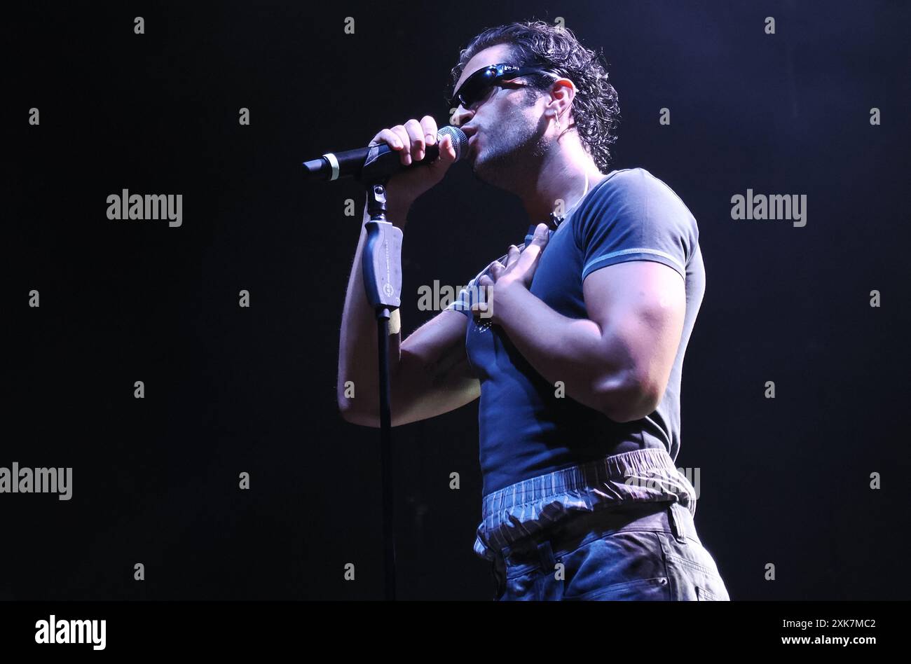 Italian-aegyptian singer Mahmood performing on stage during his summer ...