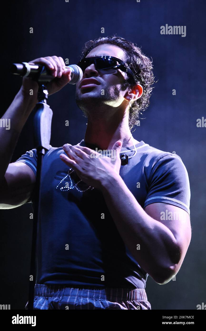 Italian-aegyptian singer Mahmood performing on stage during his summer ...