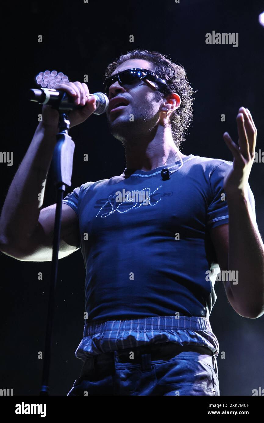 Italian-aegyptian singer Mahmood performing on stage during his summer ...