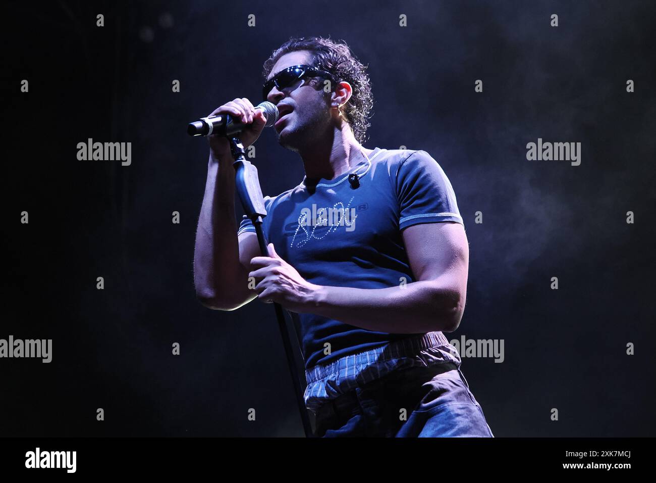 Italian-aegyptian singer Mahmood performing on stage during his summer ...