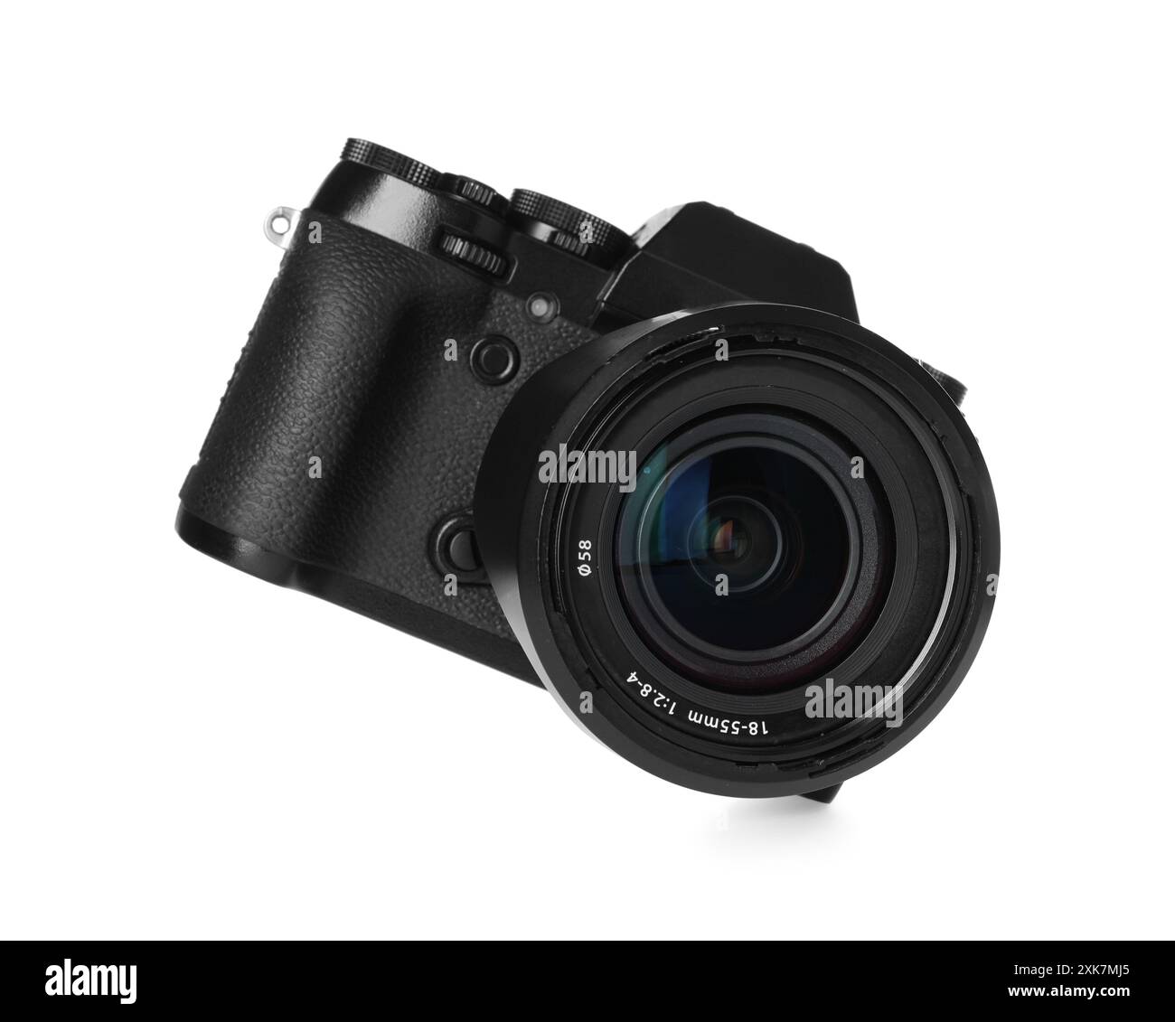 Modern digital camera isolated on white. Photography equipment Stock ...