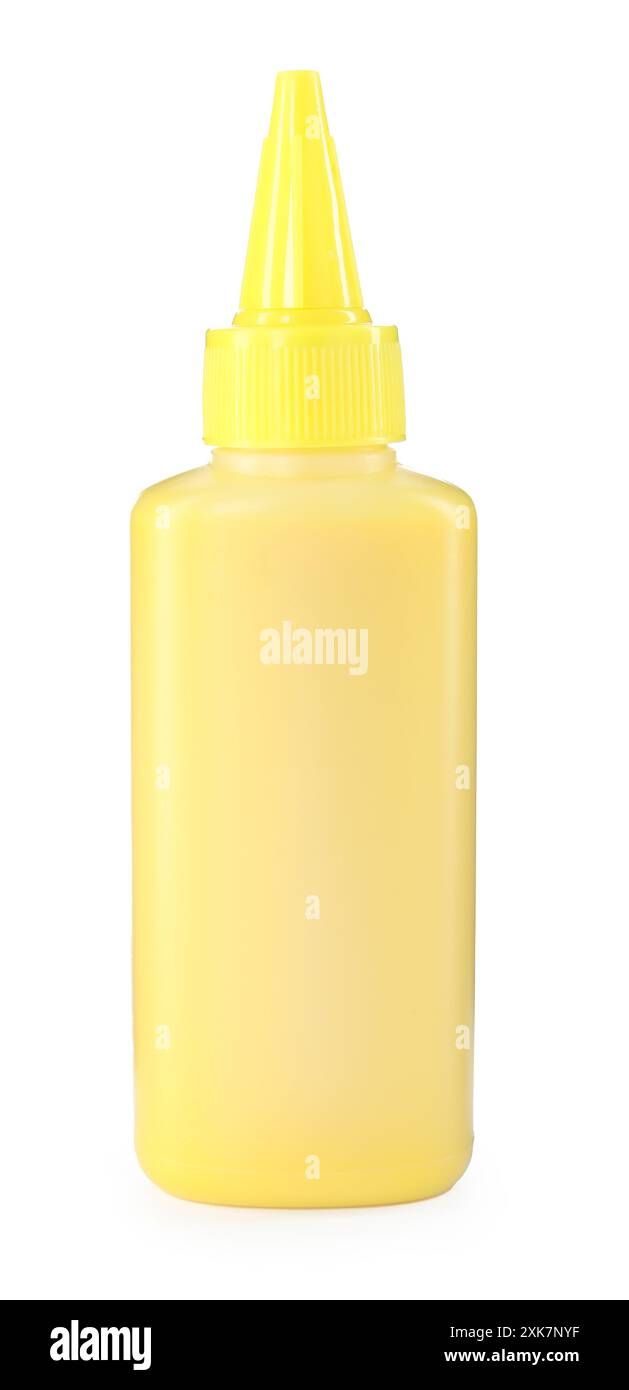 Bottle of yellow printer ink isolated on white Stock Photo - Alamy