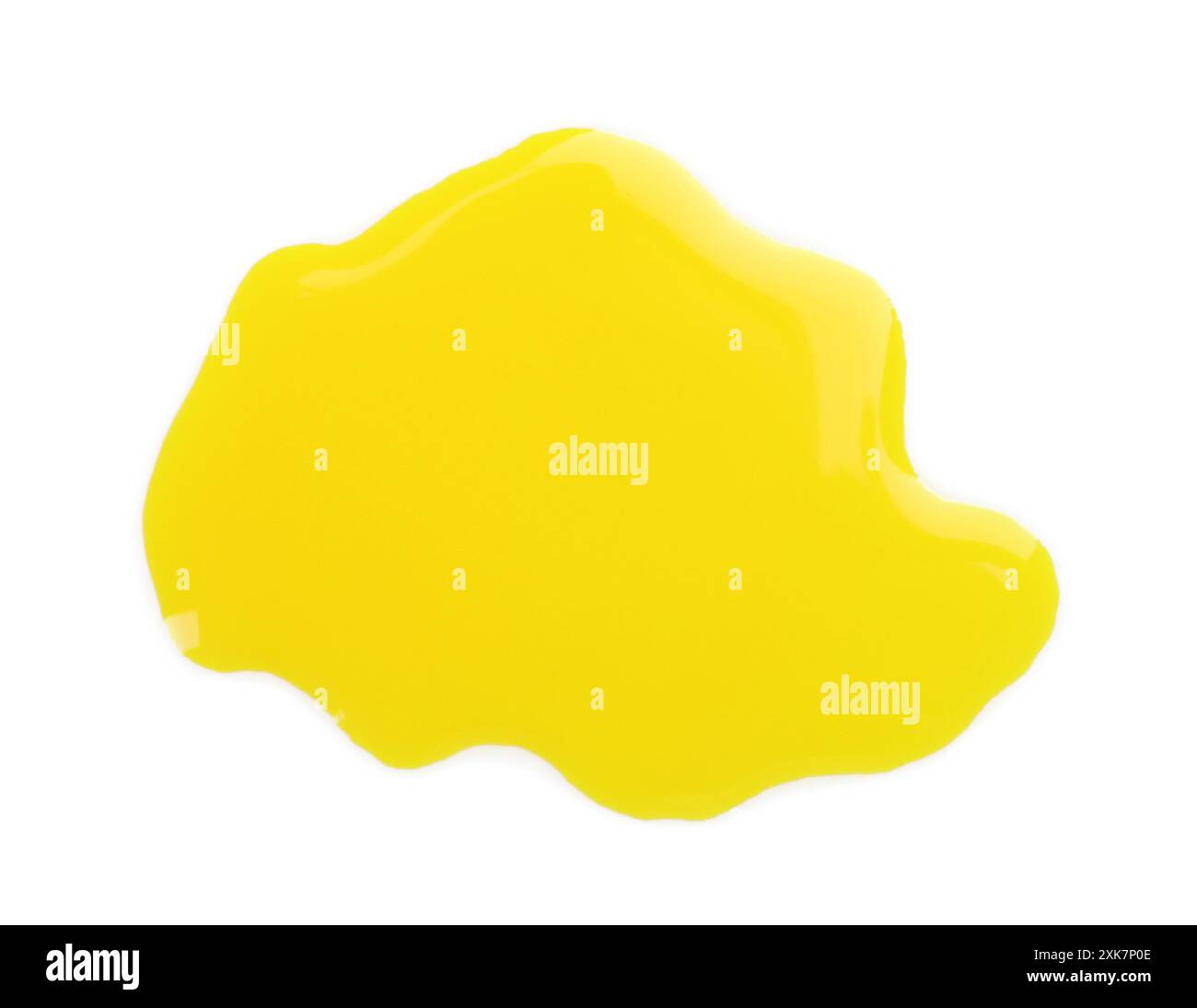 Blot of yellow printer ink isolated on white Stock Photo - Alamy