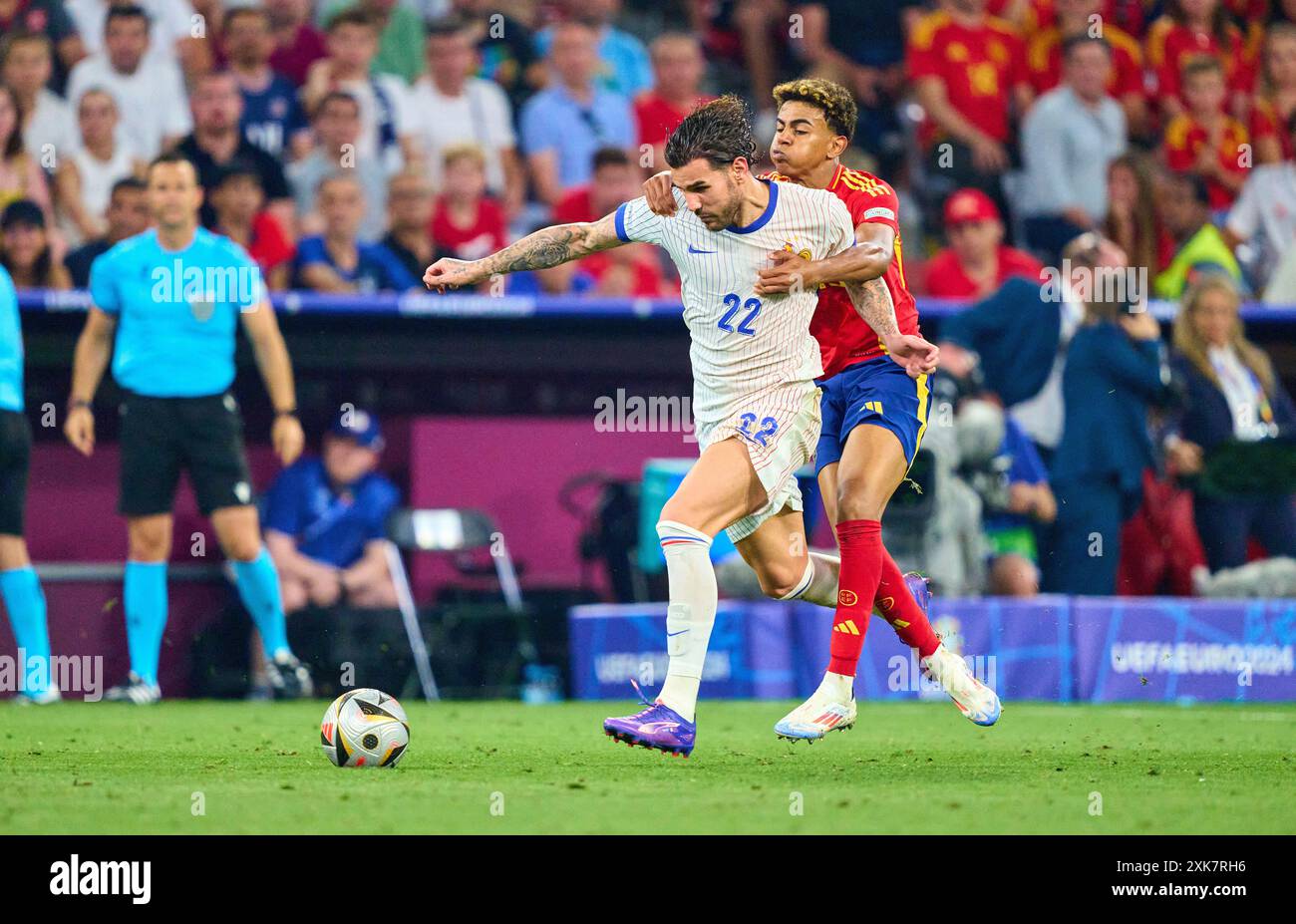 Theo Hernandez, FRA 22 compete for the ball, tackling, duel, header ...