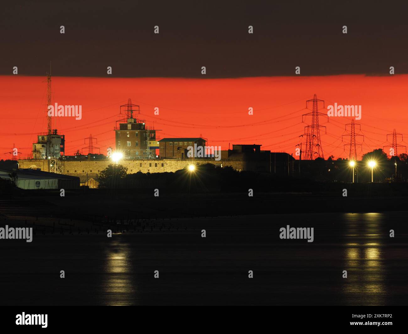 Sheerness, Kent, UK. 21st July, 2024. UK Weather: red sky after sunset ...