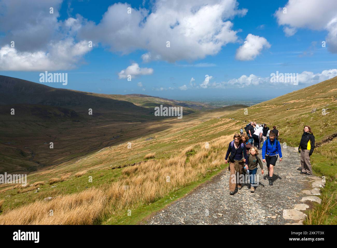 People walking along the Llanberis Path one of the routes up Snowdon ...