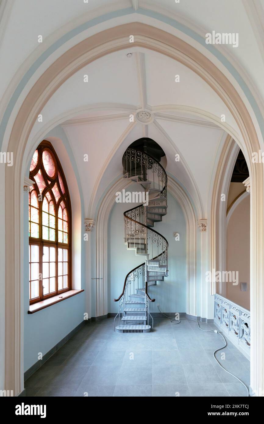 Old steel spiral staircase in gothic style mansion Stock Photo - Alamy