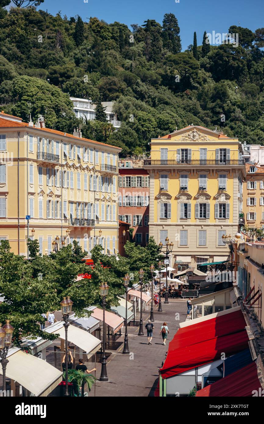 Nice, France - May 25, 2024: Cours Saleya market in Nice at the heart ...