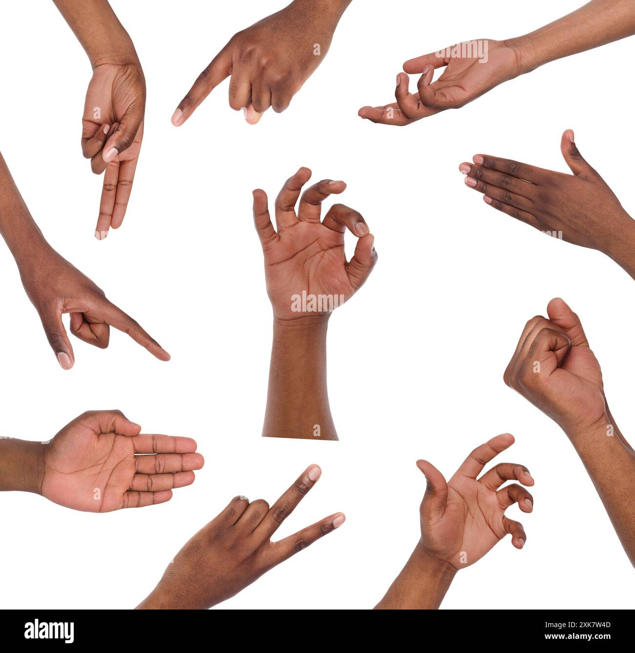 Set of various hand gestures isolated on white Stock Photo - Alamy