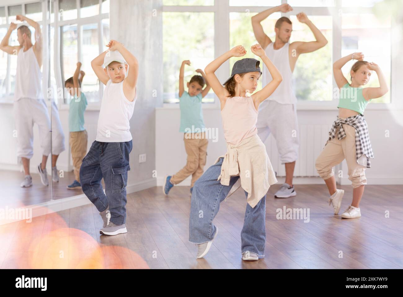 Tween girl mastering krump dance in children dance studio Stock Photo ...