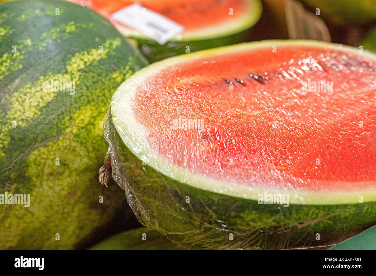 Watermelon in plastic wrap hi-res stock photography and images - Alamy