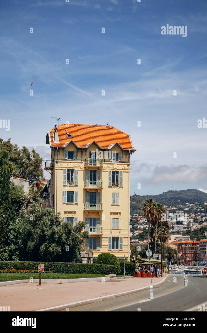 Nice, France - May 25, 2024: Buildings in the Lympia port quarter in ...