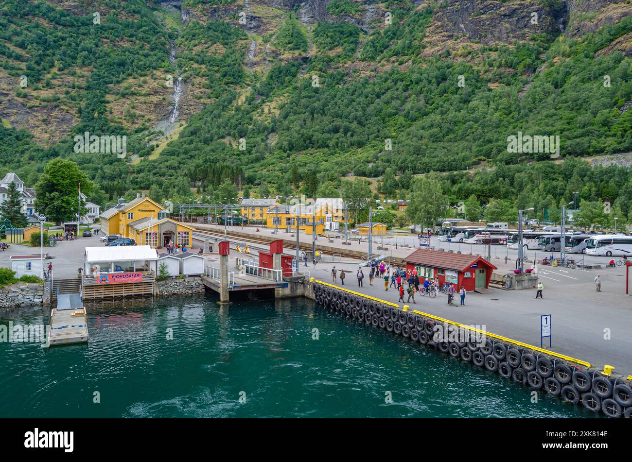 FLAM, NORWAY - JULY 16, 2014: Flam train station and Flam Railway ...
