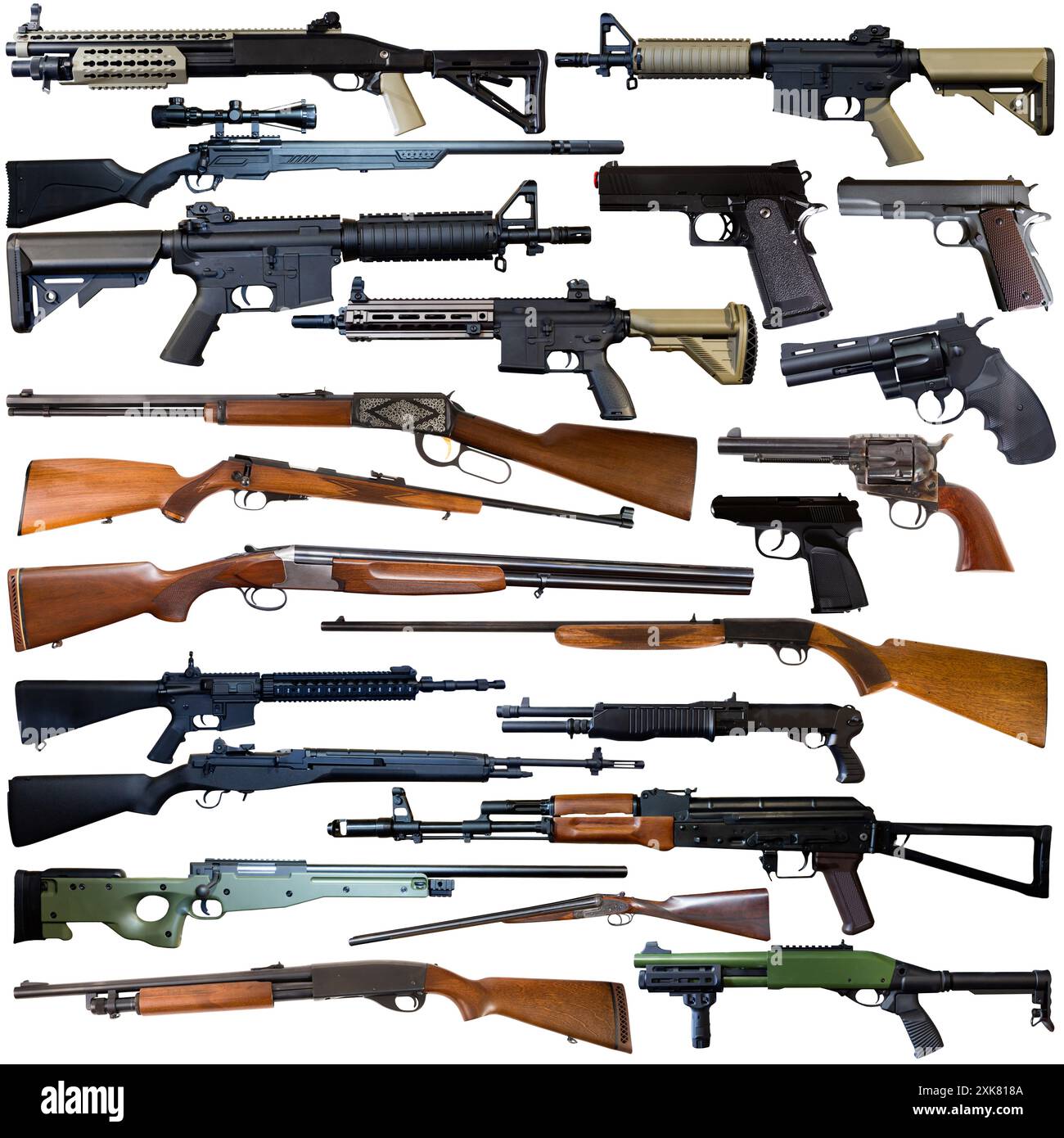 Modern weapon set isolated on a white Stock Photo - Alamy
