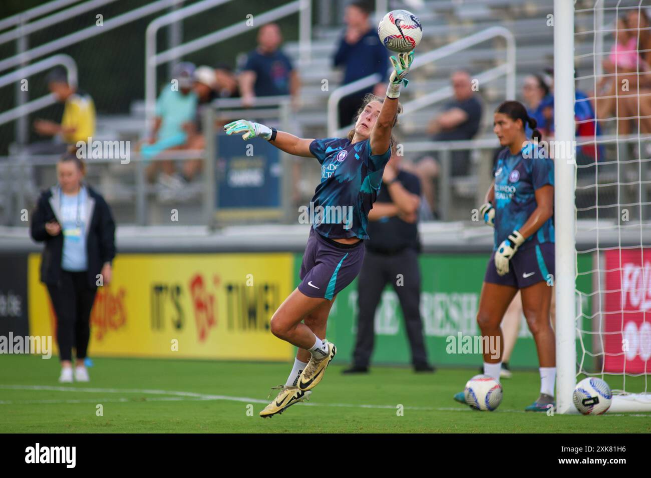 CARY, NC - JULY 20: Orlando Pride goalkeeper Sofia Manner (21) warms up ...