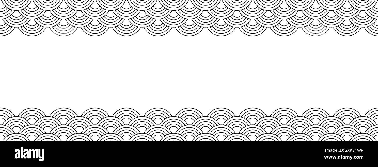 Top and bottom borders with japanese seigaiha pattern and empty space ...