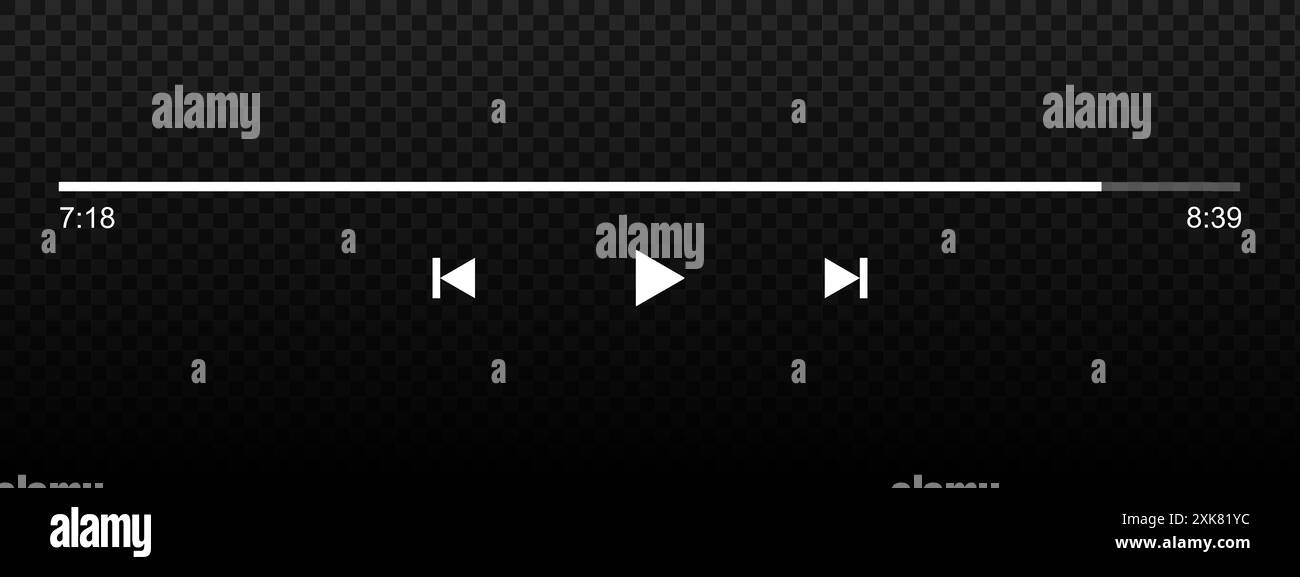Audio or video player interface template with progress loading bar, play, rewind and fast ...