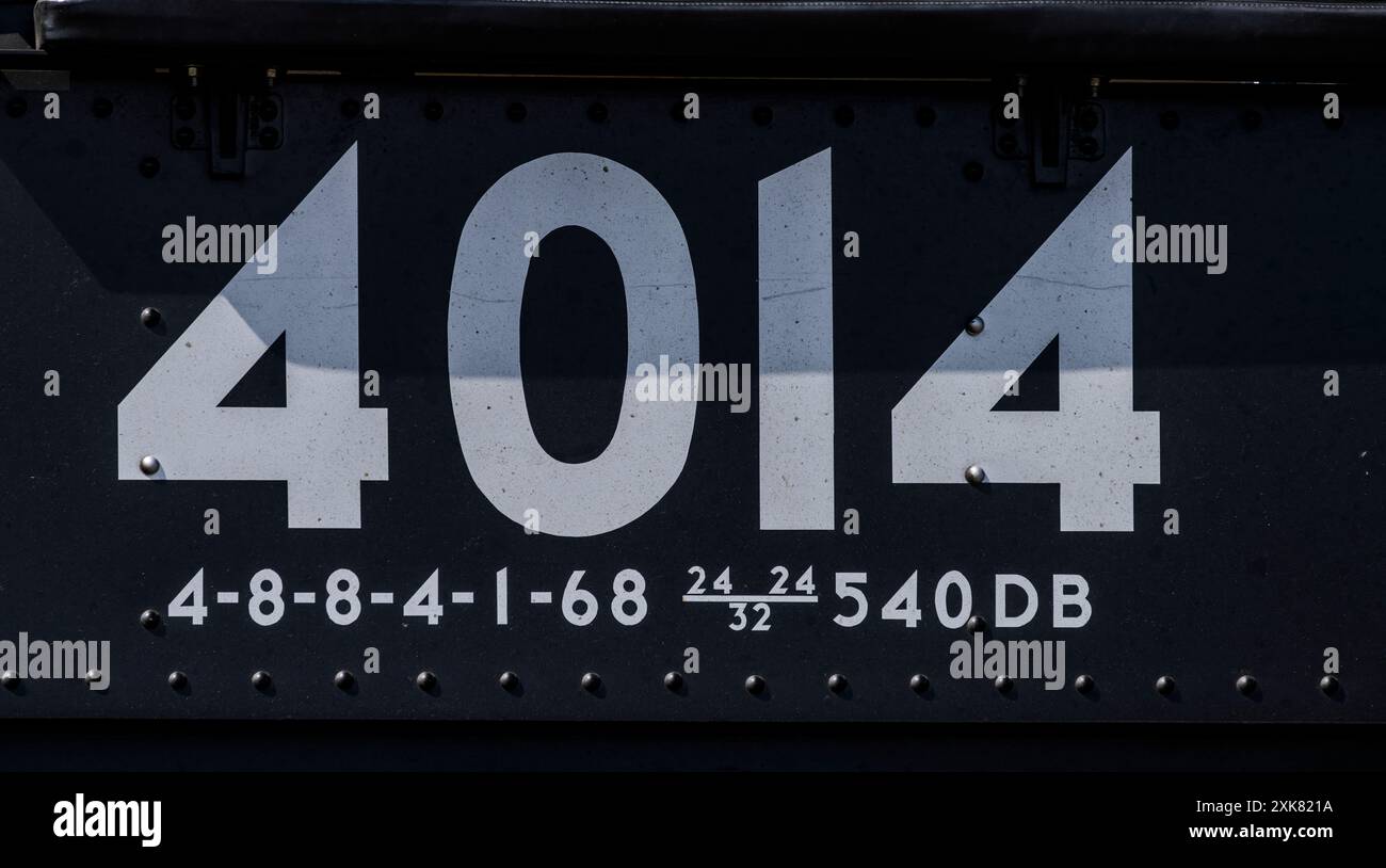 Numbers on the cab of Union Pacific steam locomotive 4014 Stock Photo ...