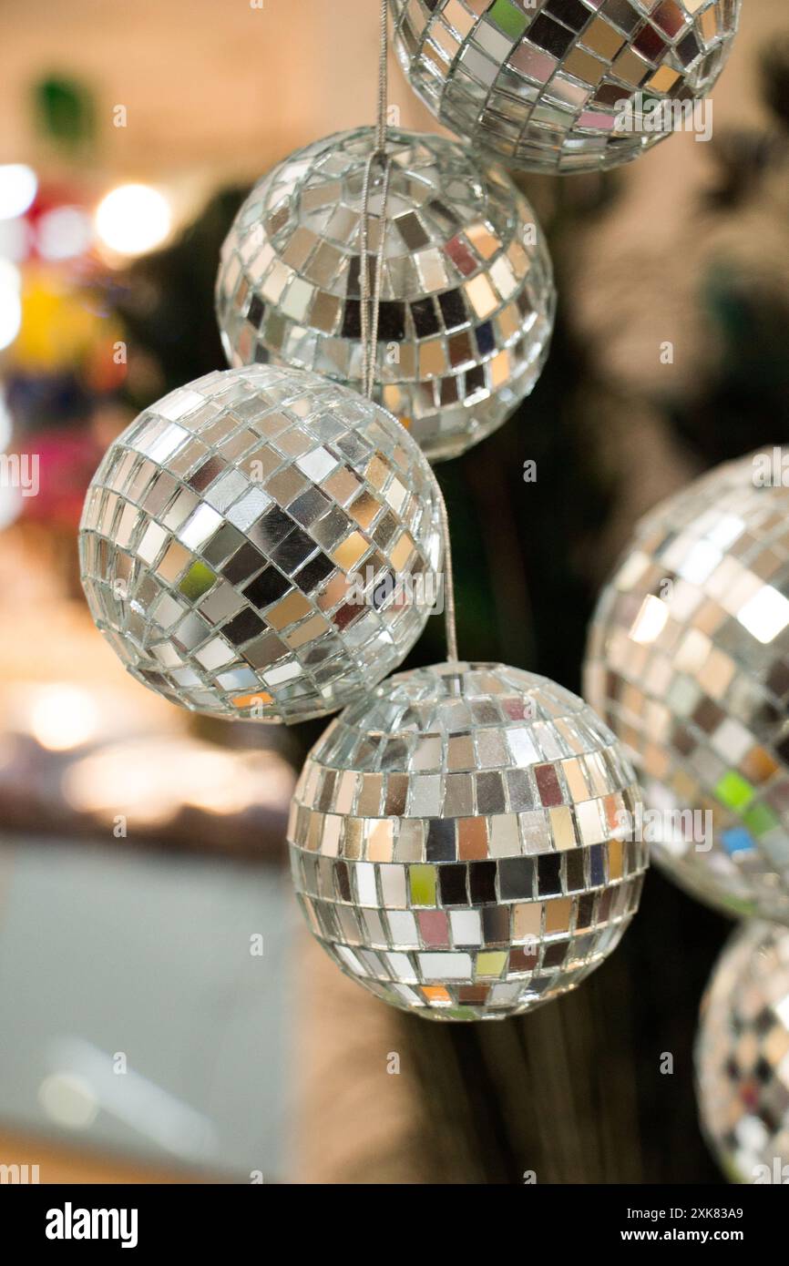disco balls with mirror pieces for dancing in a disco club Stock Photo ...